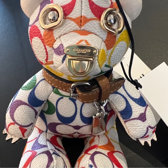 Coach | Other | Coach Bear Bag Charm In Rainbow Signature Canvas Cj953 ...